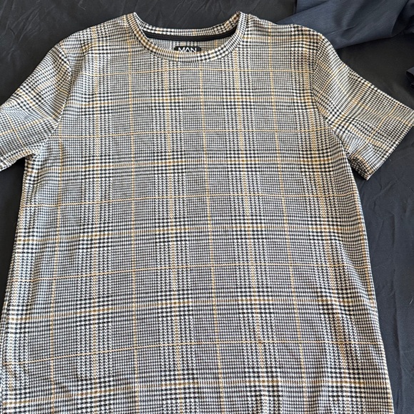 Boohooman | Shirts | Mens Checkered Short Sleeve Tee Black White And ...